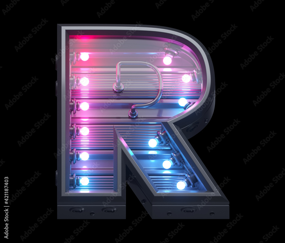 Ultraviolet neon futuristic font. Letter R. Stock Illustration | Adobe ...