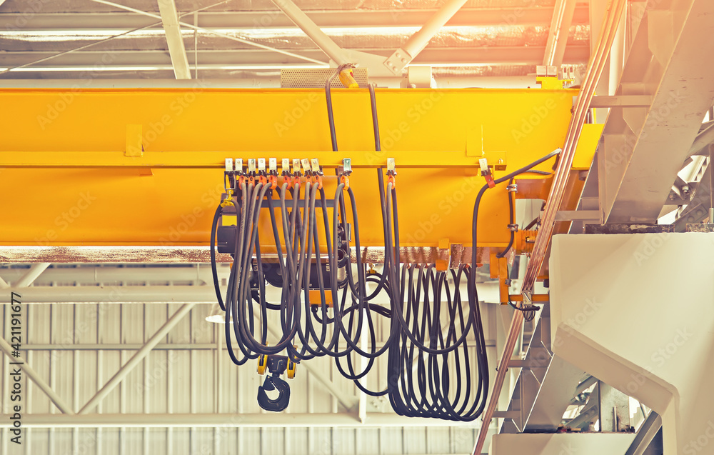 Overhead crane inside factory or warehouse. That industrial machinery ...