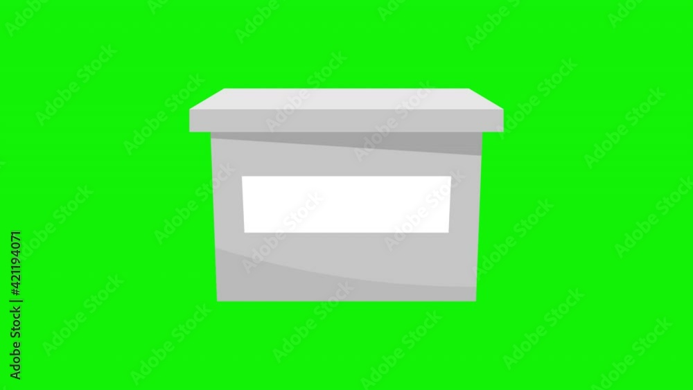 Donation cardboard Box. Animation of Donation logo. Sticker label with ...