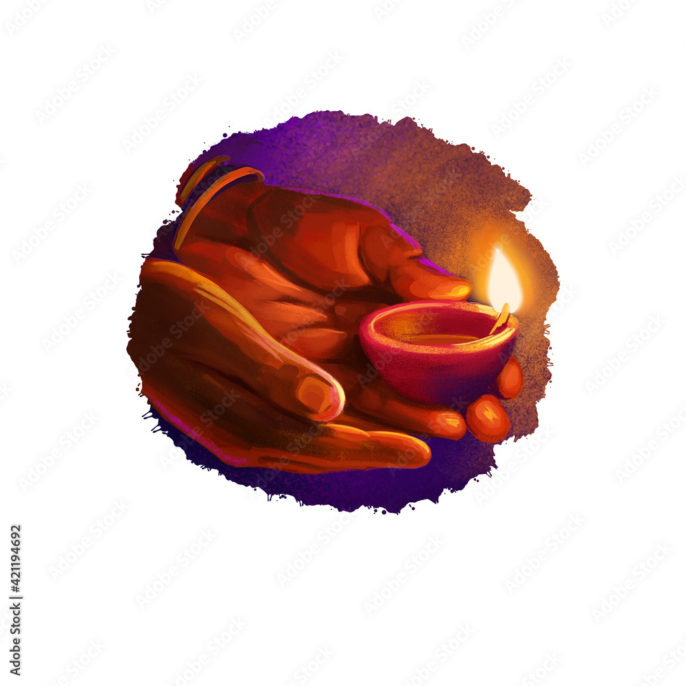Happy Diwali digital art illustration isolated on white background ...