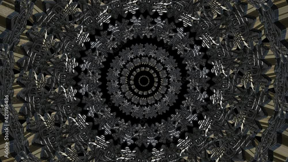 Ethnic American Indian pattern. 3D shapes laid out in circles. Gold and ...