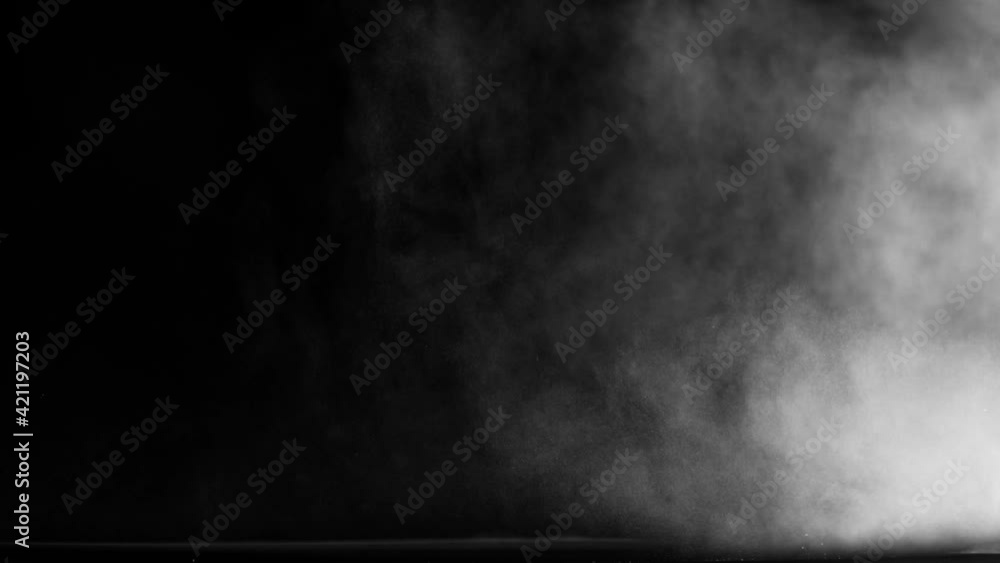 smoke on a black background. Slow-motion. Vape smoke. Vapor, fog, ice ...