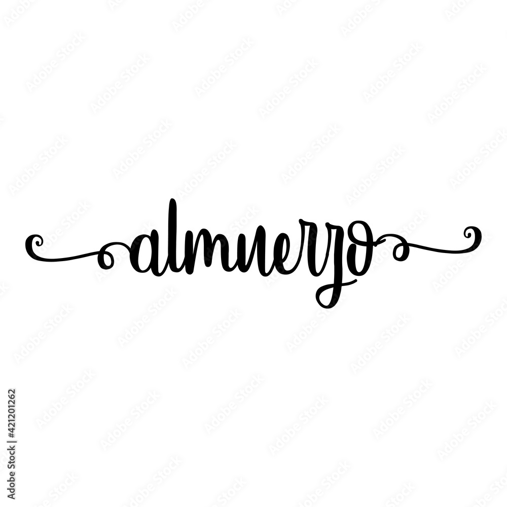 Banner con texto manuscrito almuerzo en español escrito a mano con ...