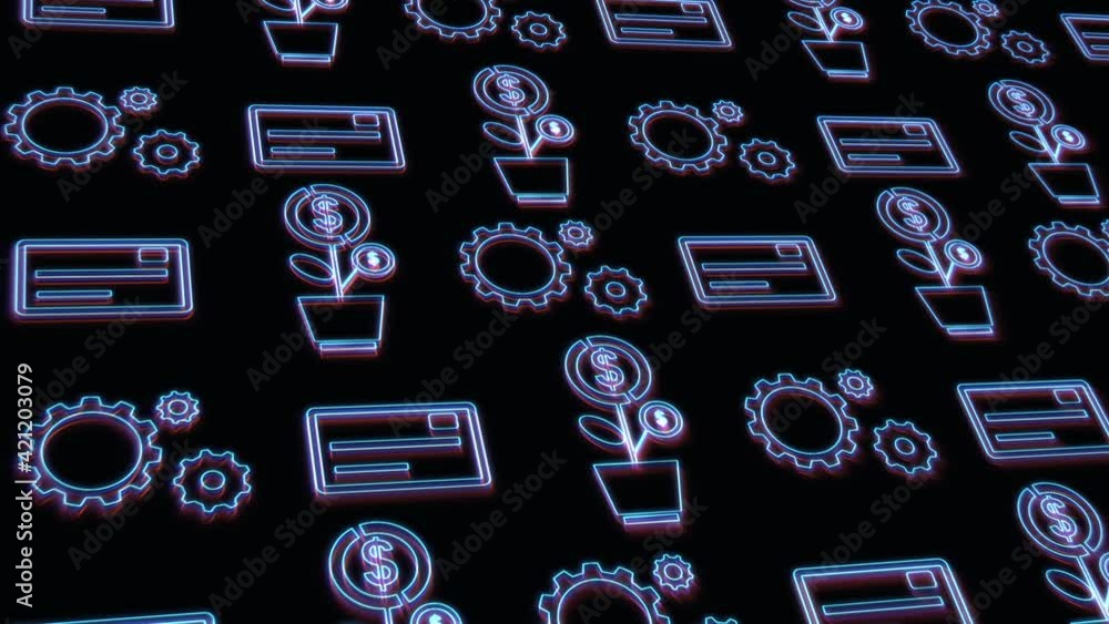 background of bright glowing elements, seamless wallpaper of symbols ...