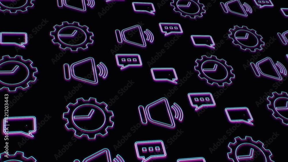 background of bright glowing elements, seamless wallpaper of symbols ...