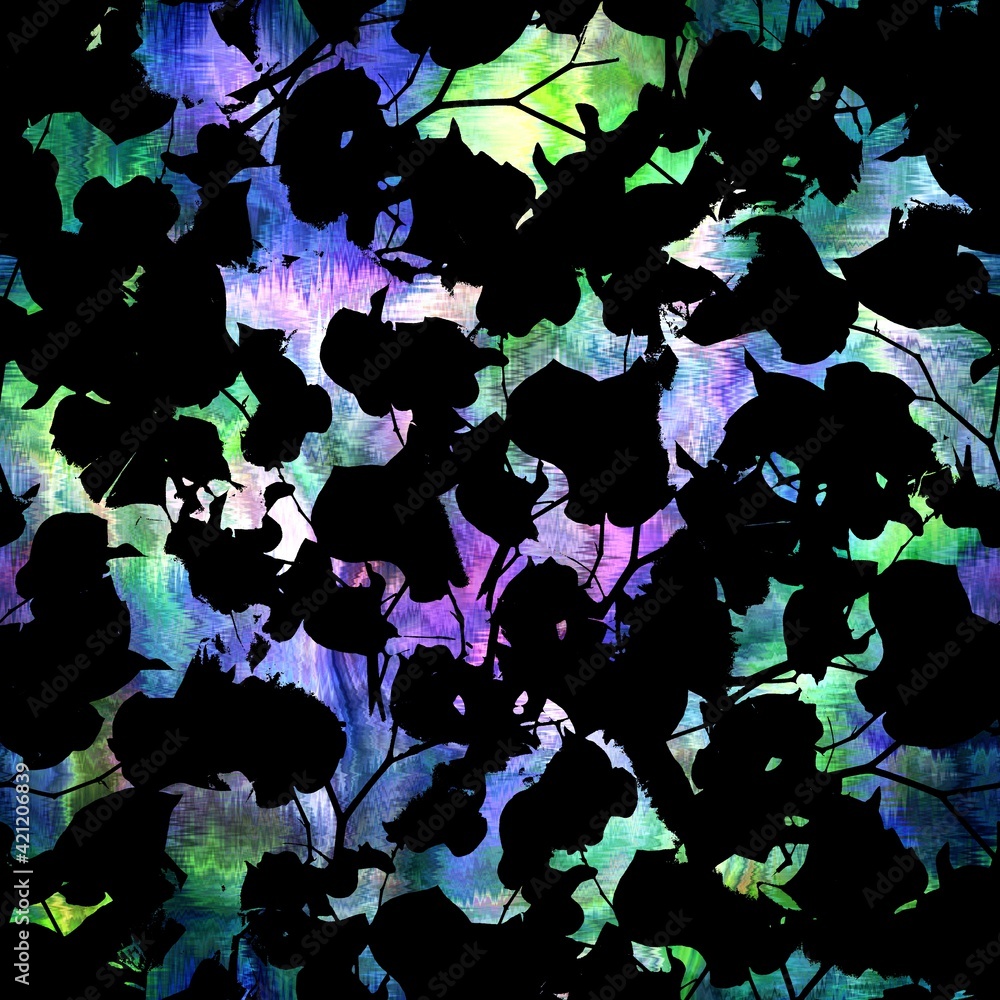 Seamless abstract color blobs with floral flower pattern overlay. High ...