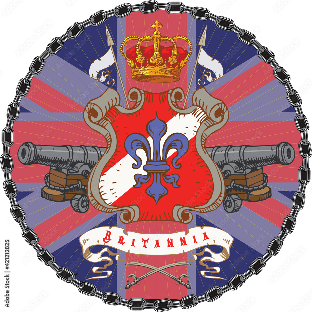 Vector Image Of An Old British Coat Of Arms With Symbols Of The Great vector-image-of-an-old-british-coat-of-arms-with-symbols-of-the-great
