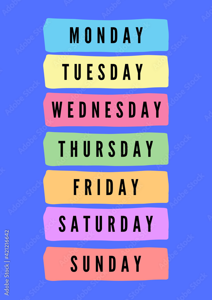 Days of the Week Poster blue background Stock Illustration | Adobe Stock