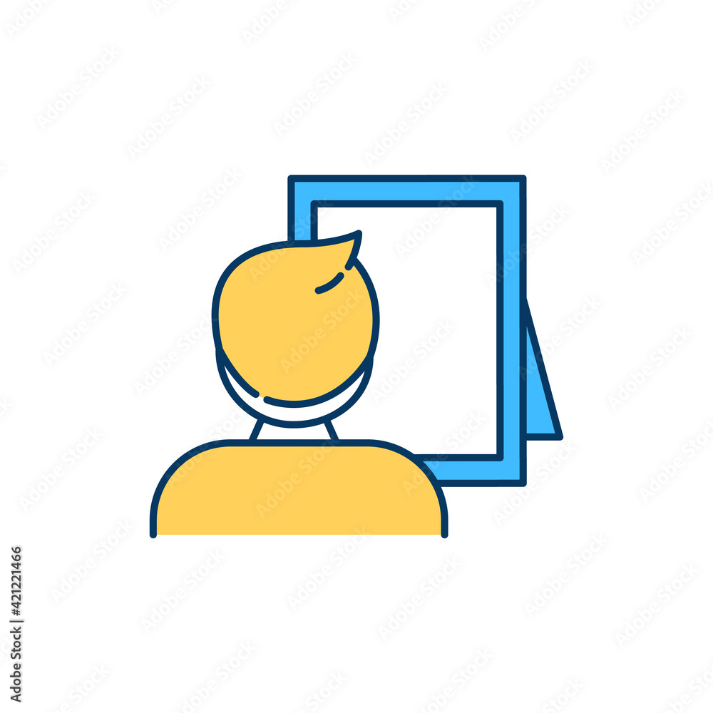 Self-esteem development RGB color icon. Self-respect. Belief in own ...