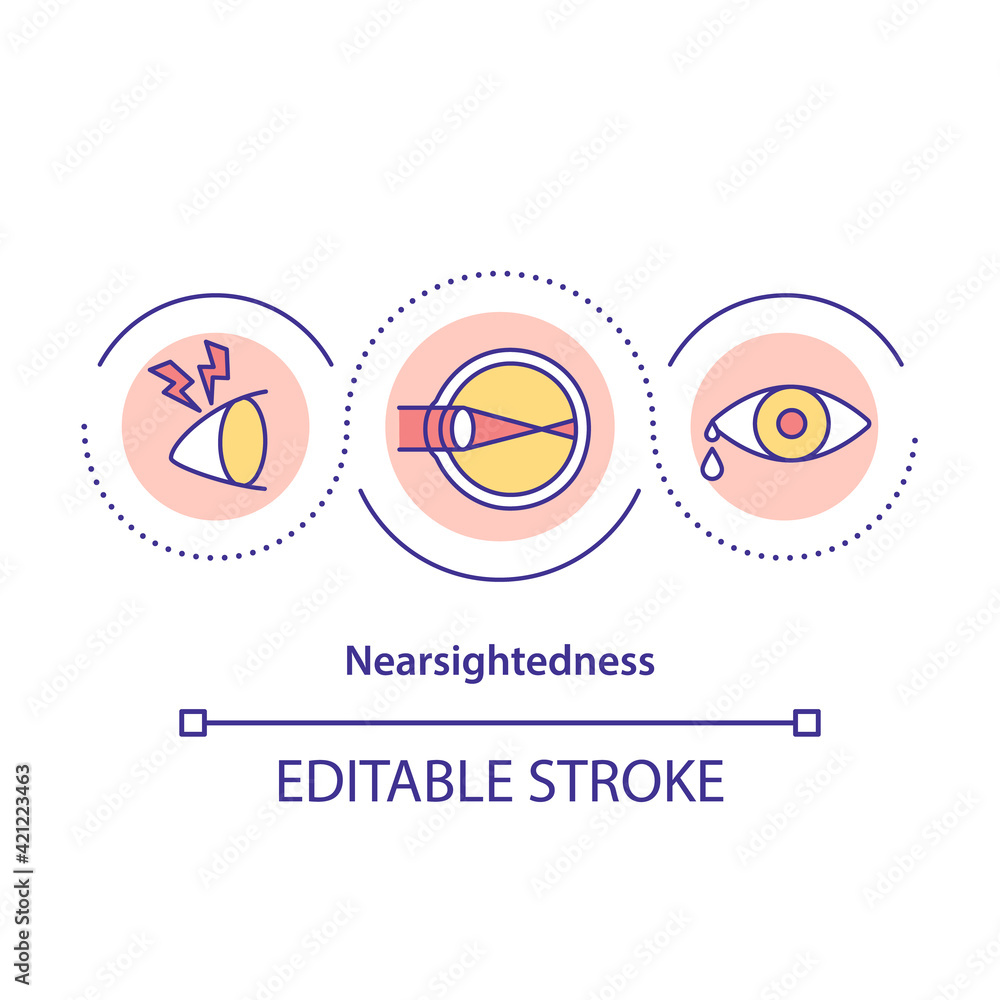 Nearsightedness concept icon. Vision condition idea thin line ...