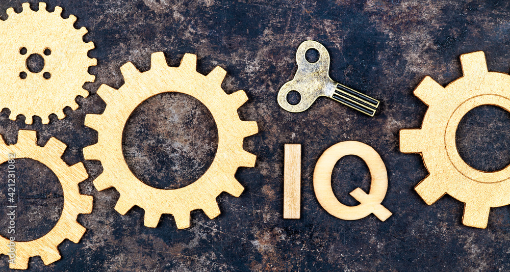 Intelligence quotient, iq test score and level concept, gears with a ...