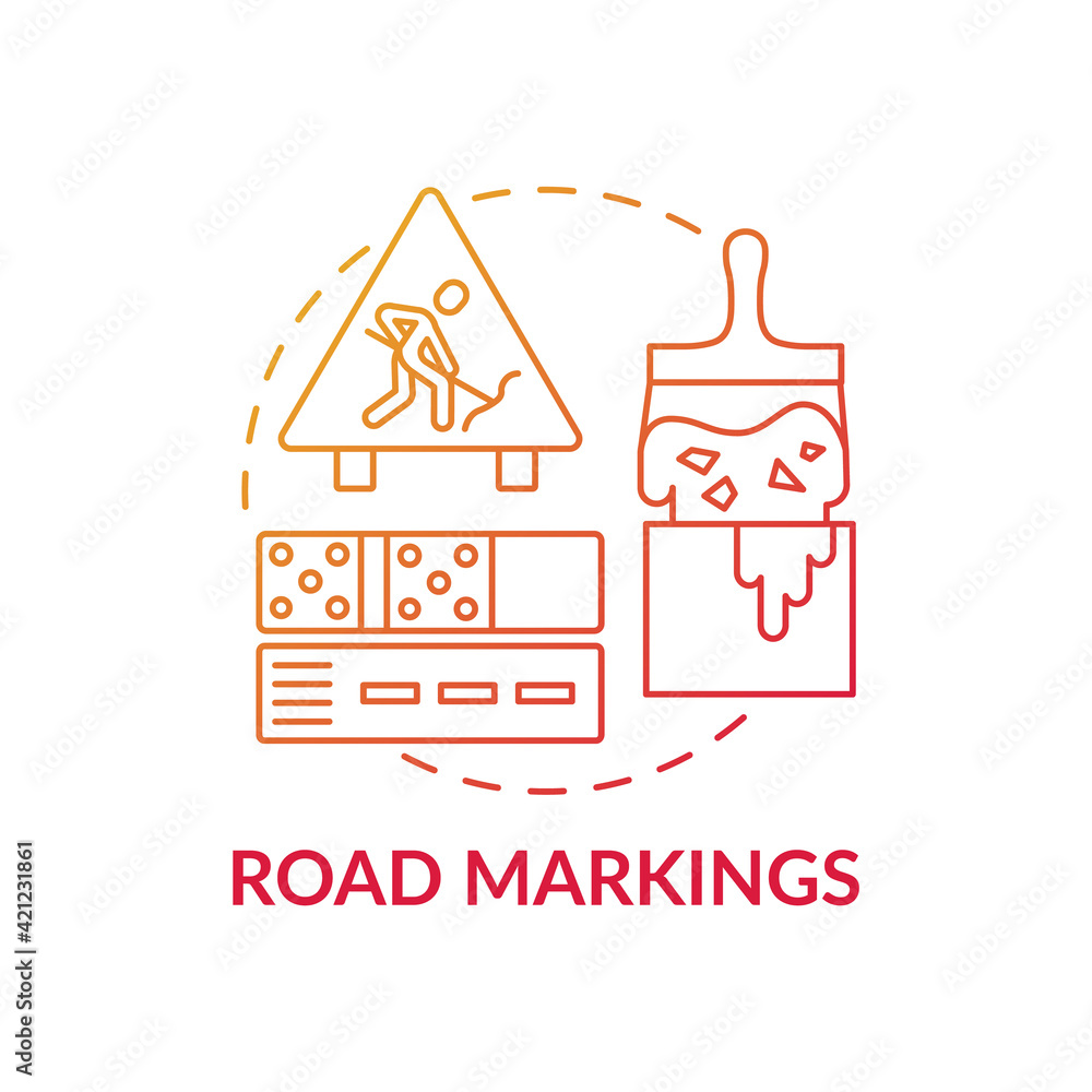 Road markings concept icon. Microplastics sources idea thin line ...
