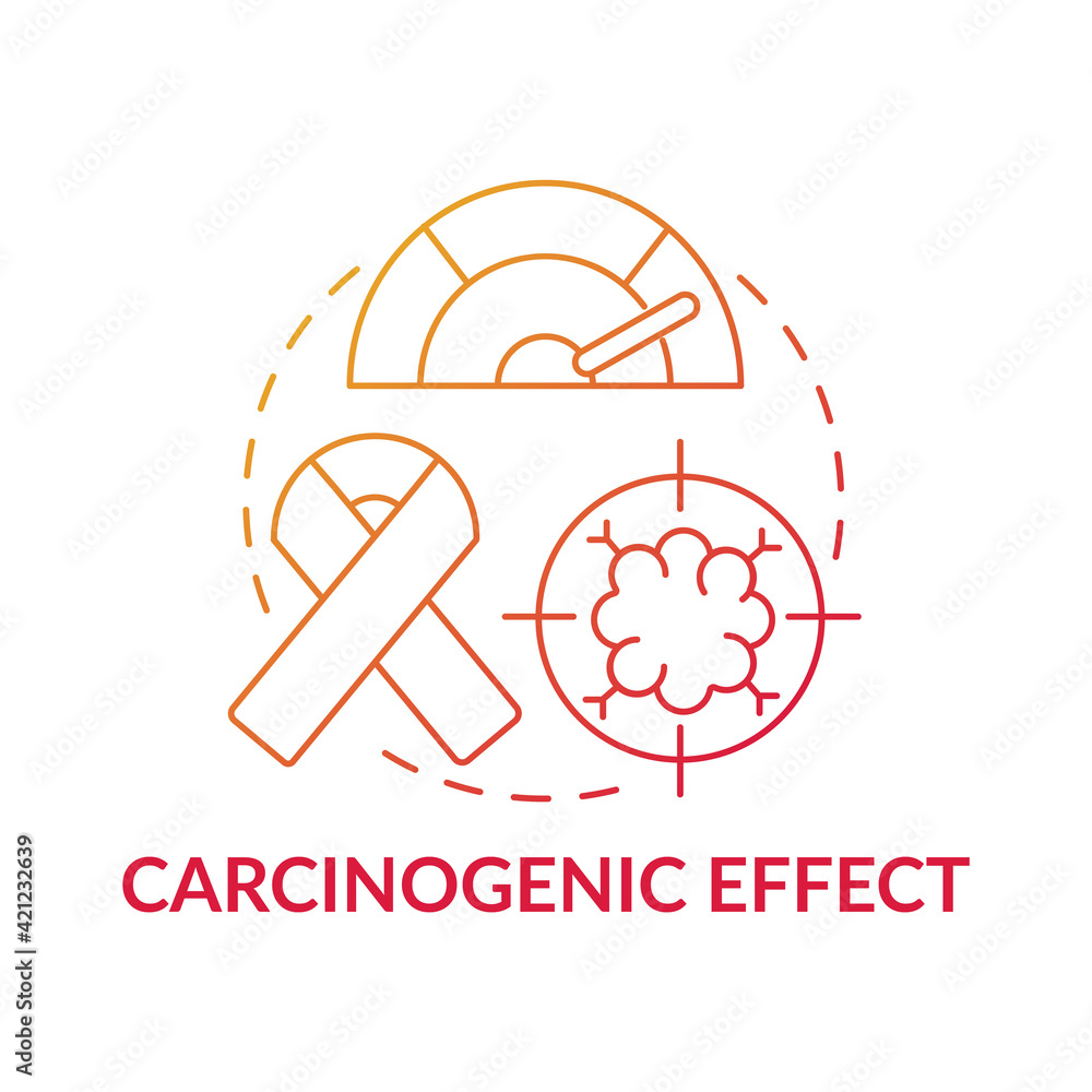 Carcinogenic effect concept icon. Microplastics health effects idea ...