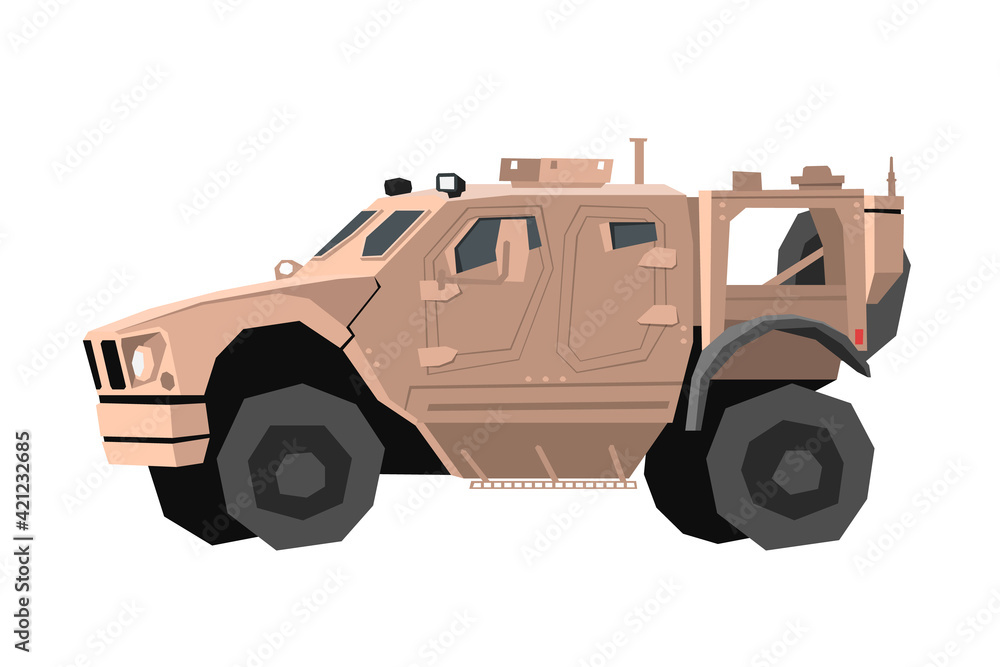 Nursery military car drawing. Army truck in cartoon style. Isolated ...