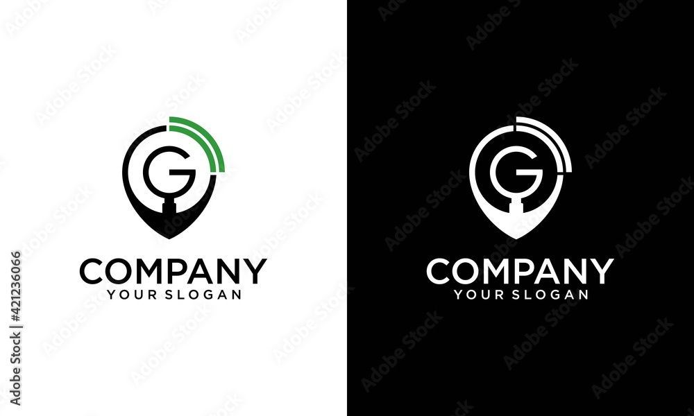 Letter G Pin Point Logo Design Template Element, Pin location g letter ...