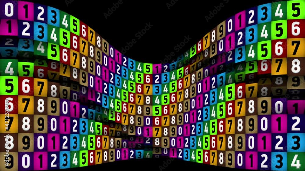 Figures in a curved wall. Curved flexible wall made of colored rotating ...