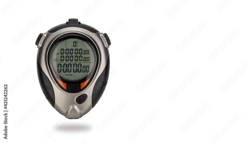 manual digital stopwatch isolated on white background. electronic meter ...