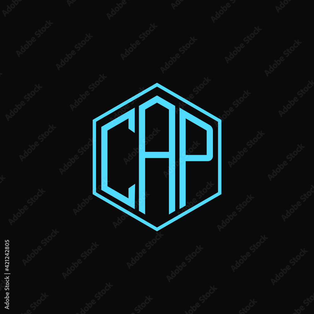 CAP polygon letter icon design on BLACK background.Creative letter CAP ...