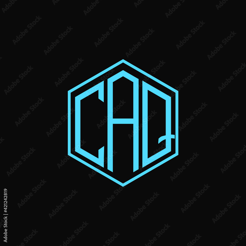 Vecteur Stock CAQ polygon letter icon design on BLACK background ...