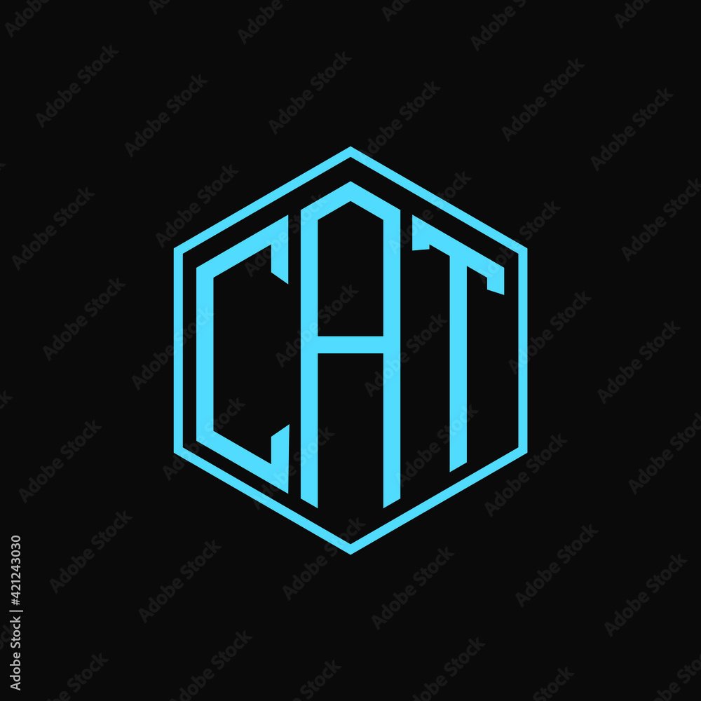 CAT polygon letter icon design on BLACK background.Creative letter CAT ...