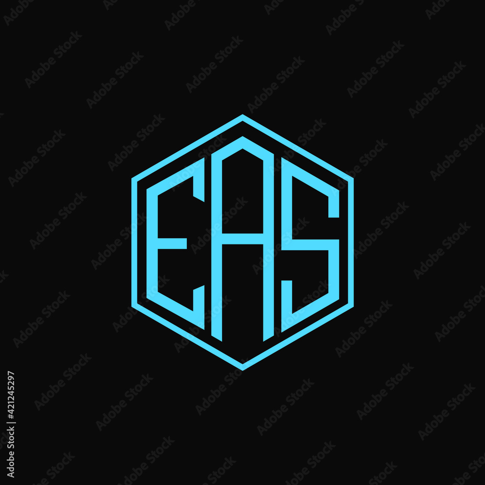 EAS polygon letter icon design on BLACK background.Creative letter EAS ...