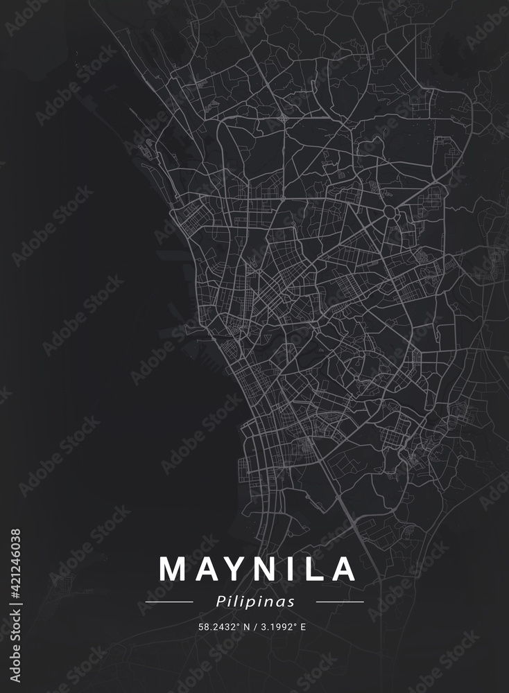 Map of Manila, Philippines Stock Illustration | Adobe Stock