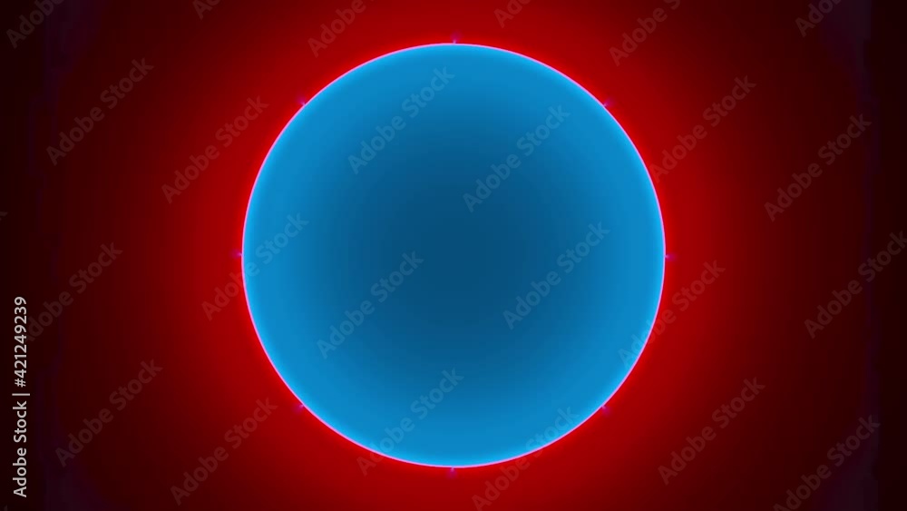 Circle with inner blue and outer red light split into pieces and ...