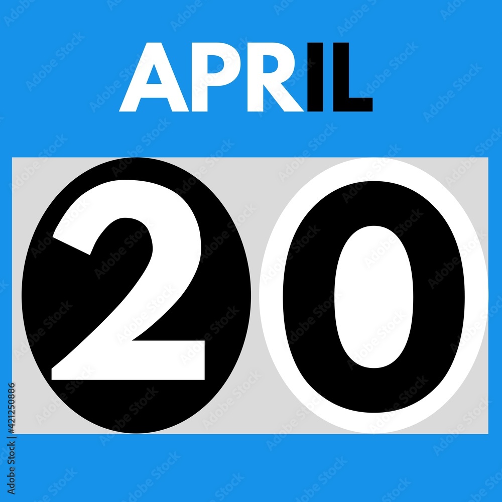 April 20 . Modern daily calendar icon .date ,day, month .calendar for ...