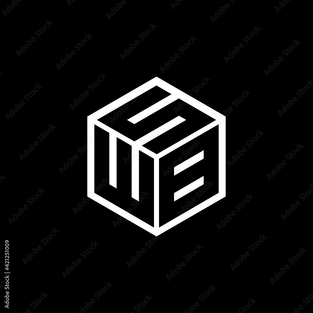 WBS letter logo design with black background in illustrator, cube logo ...