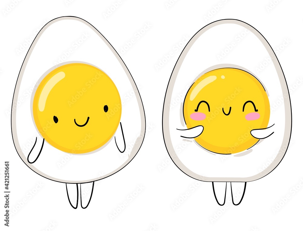 Hand drawn cute egg vector illustration kawaii graphic Stock Vector | Adobe Stock