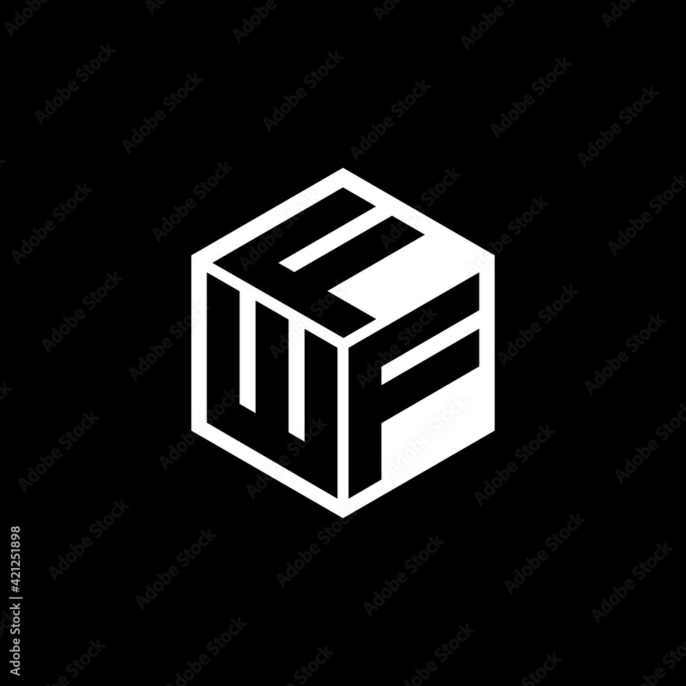 WFF letter logo design with black background in illustrator, cube logo ...