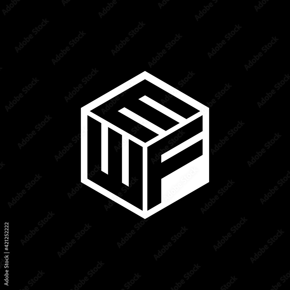 WFM letter logo design with black background in illustrator, cube logo ...