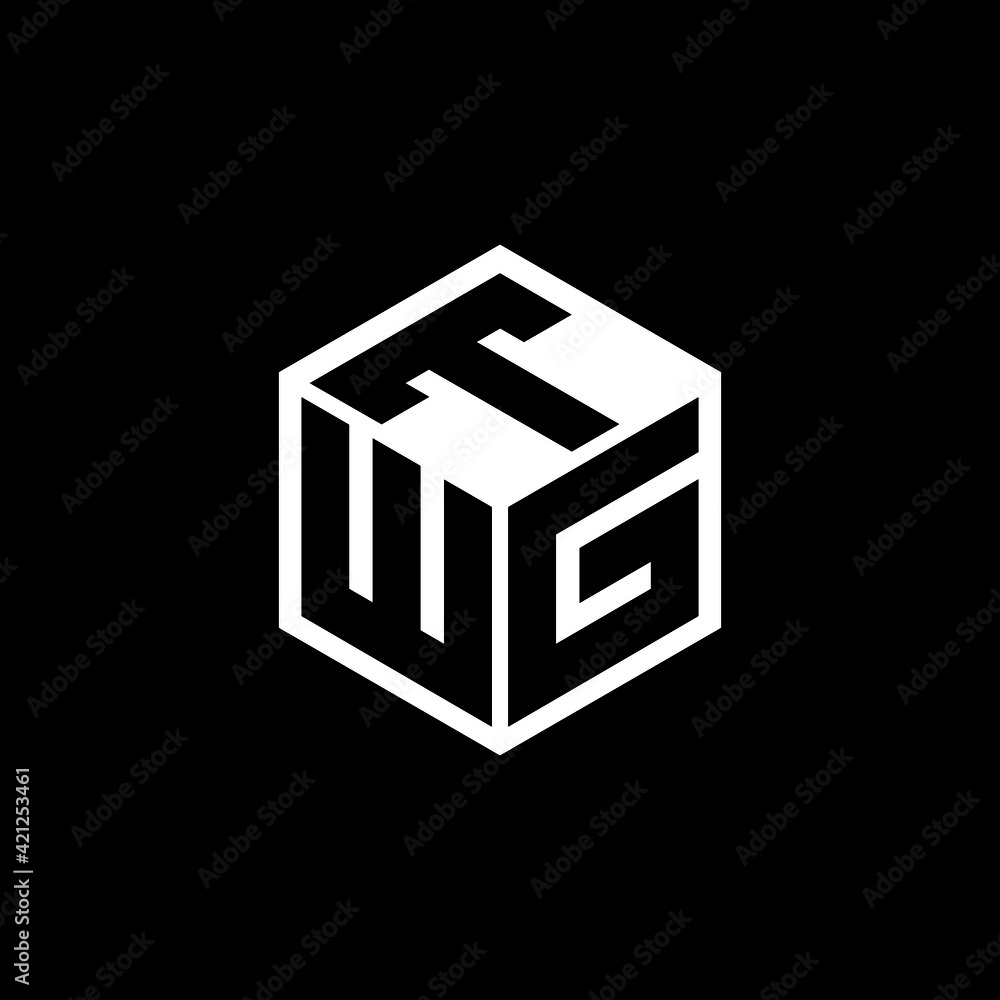 Vecteur Stock WGT letter logo design with black background in ...