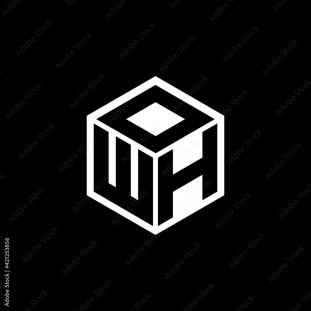 WHD letter logo design with black background in illustrator, cube logo ...