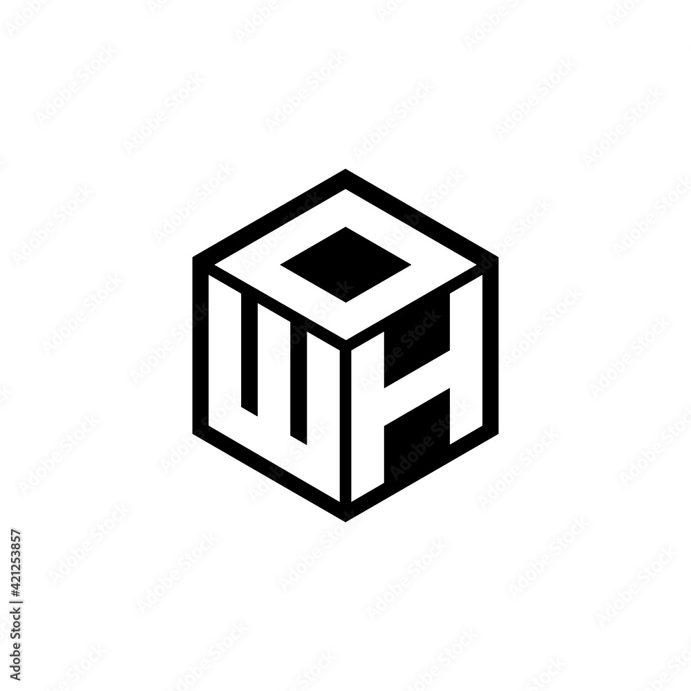 WHD letter logo design with white background in illustrator, cube logo ...