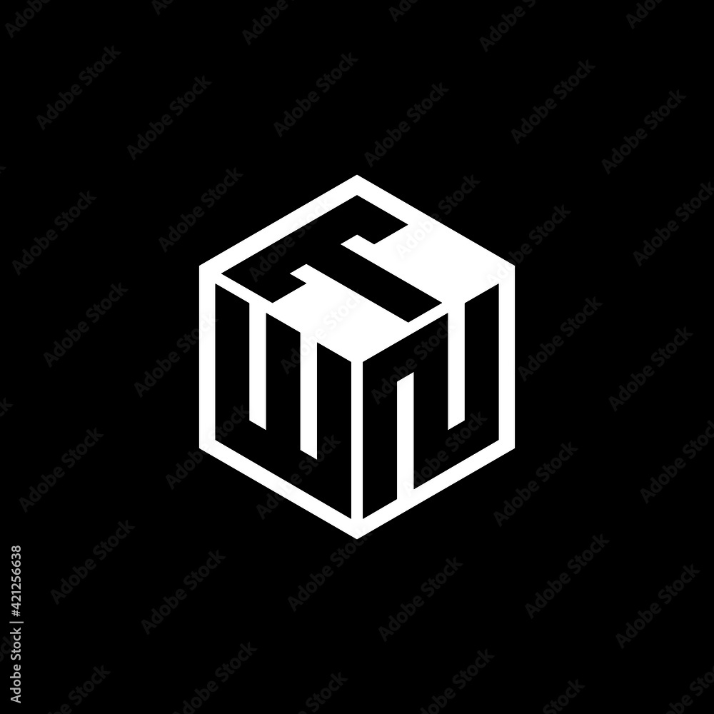 WNT letter logo design with black background in illustrator, cube logo ...