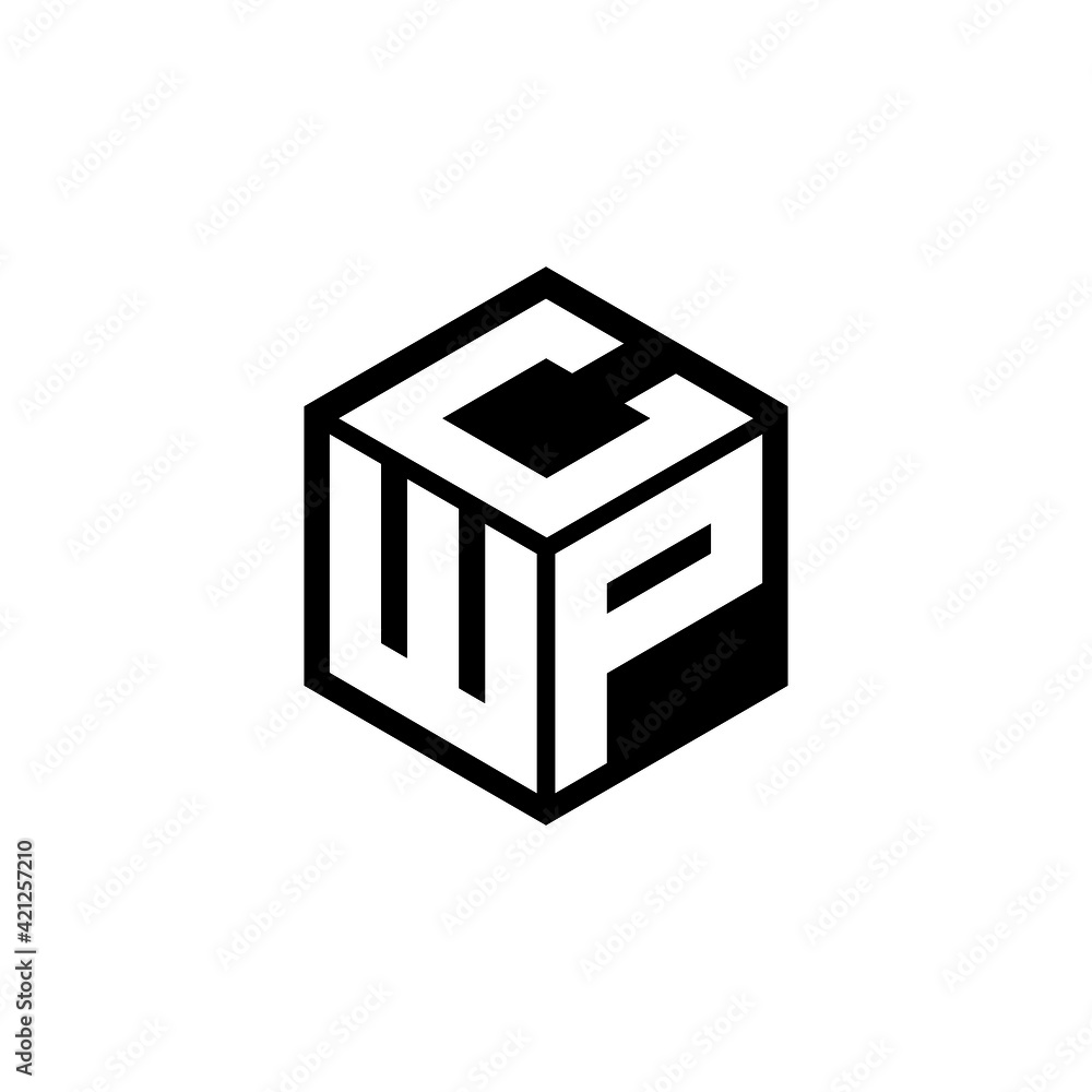 WPC letter logo design with white background in illustrator, cube logo ...