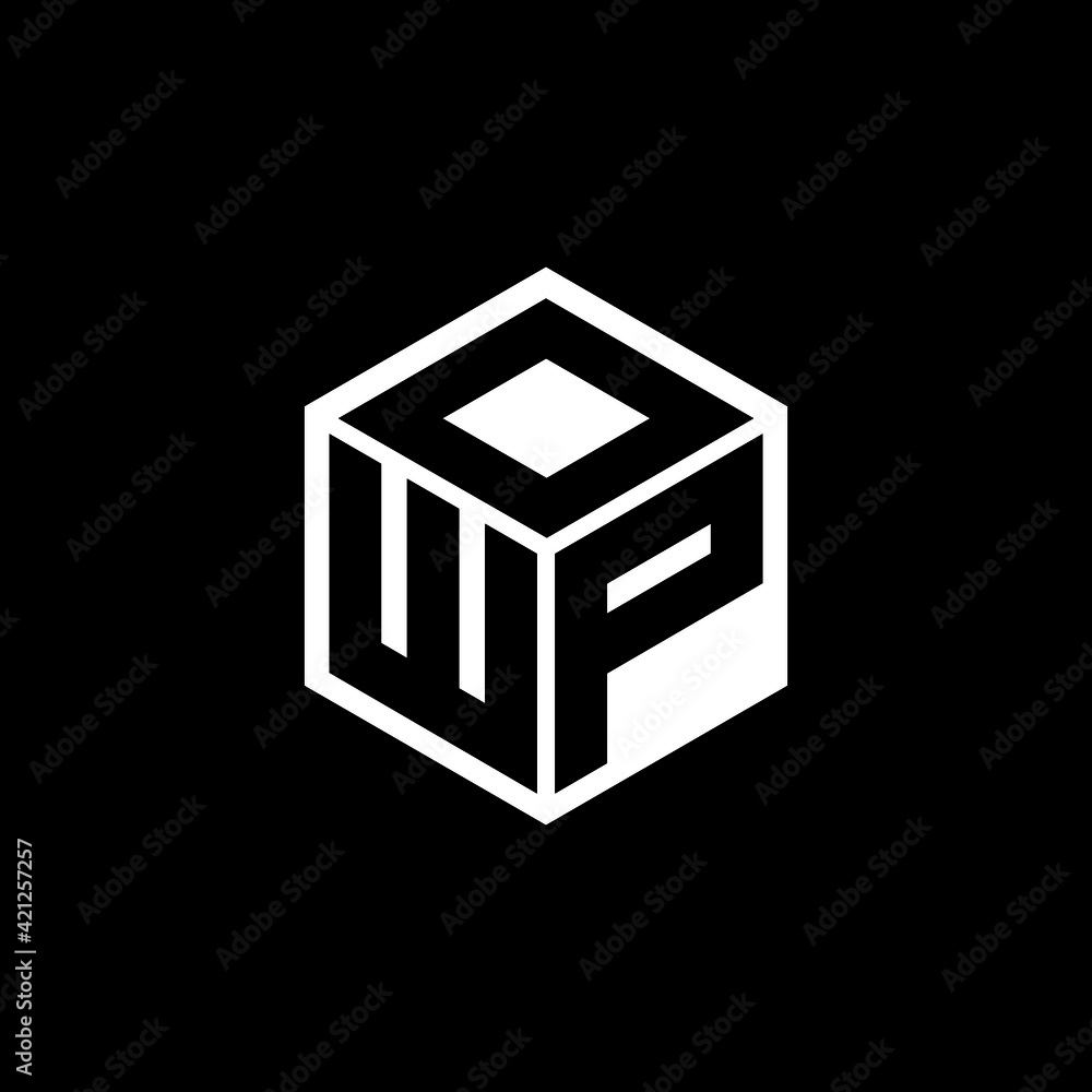 WPD letter logo design with black background in illustrator, cube logo ...