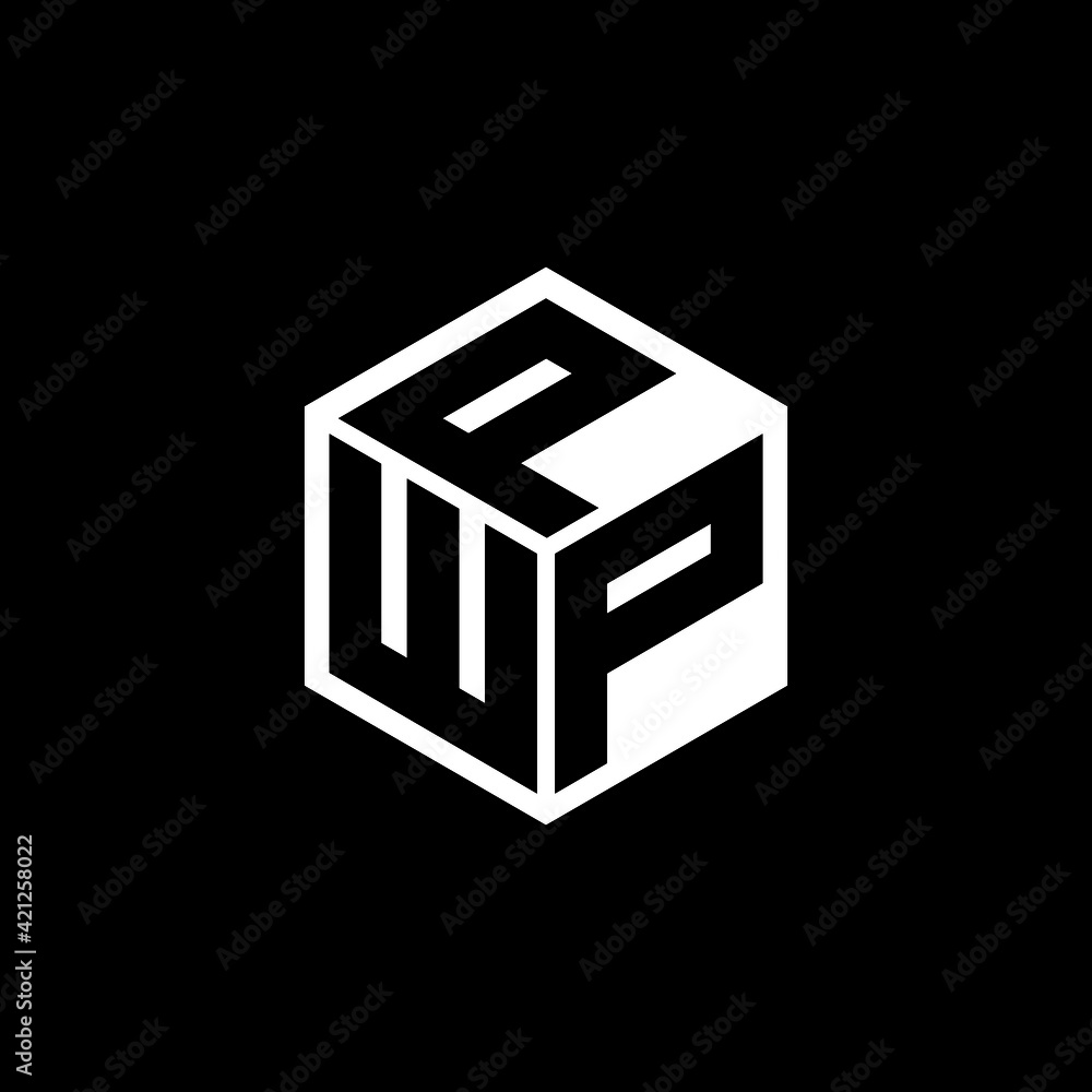 WPP letter logo design with black background in illustrator, cube logo ...