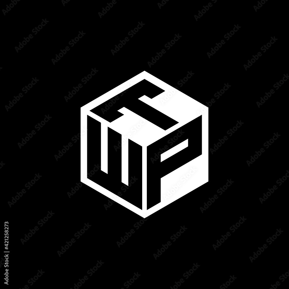 WPT letter logo design with black background in illustrator, cube logo ...