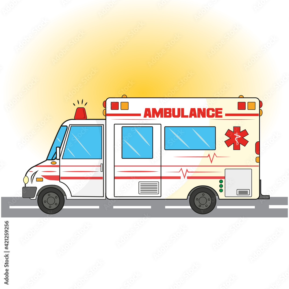 Ambulance van side view. Hospital transport. Ambulance car. Van vector ...