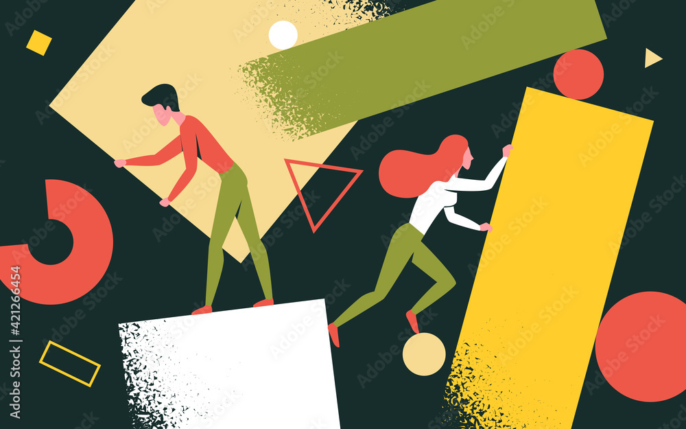 Creative problem solving concept vector illustration. Cartoon man woman ...