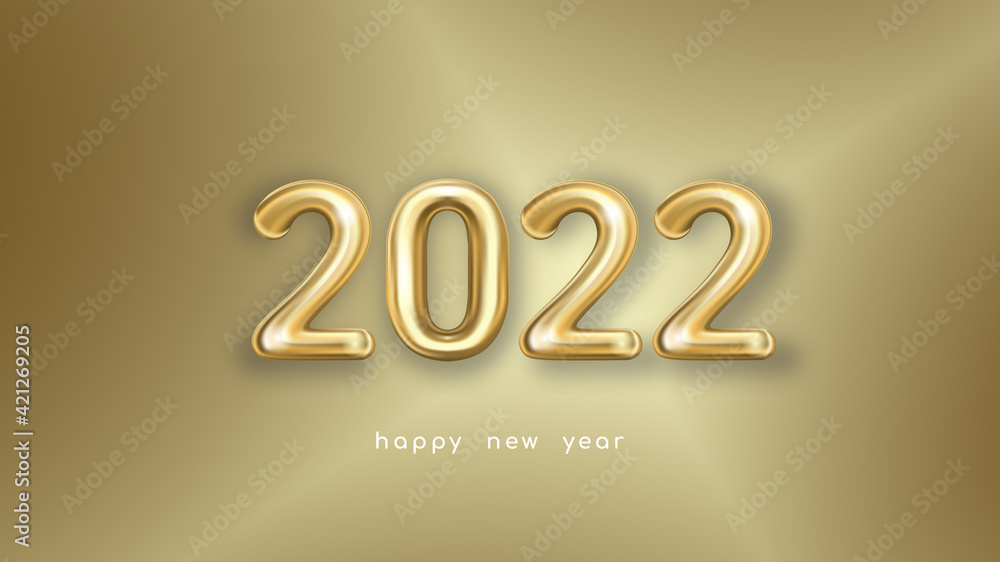 Holiday vector illustration of gold metal numbers 2022 isolated on a ...