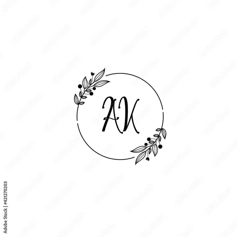 AK initial letters Wedding monogram logos, hand drawn modern ...