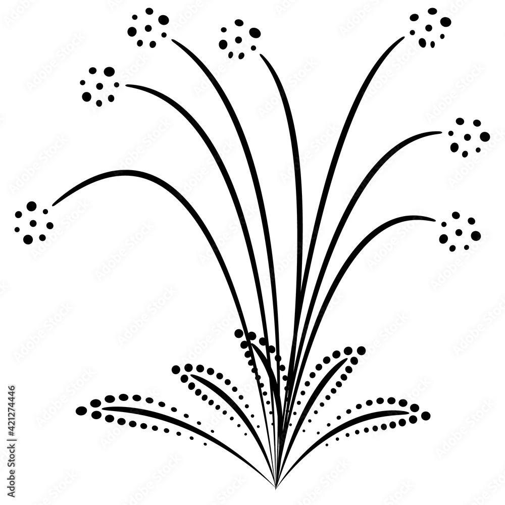 Explosion for fireworks in the shape of a flower with long stamens ...