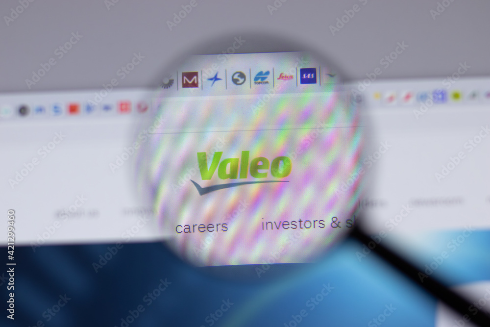 New York, USA - 18 March 2021: Valeo company logo icon on website ...