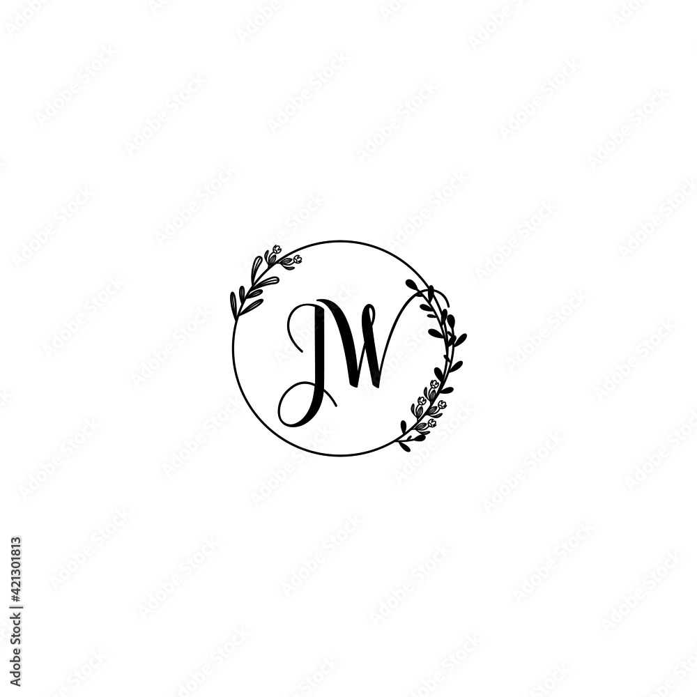 JW initial letters Wedding monogram logos, hand drawn modern ...