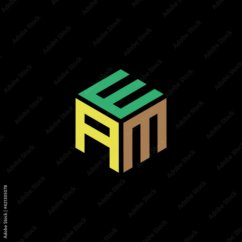 Hexagon logo with letter EAM Stock Vector | Adobe Stock