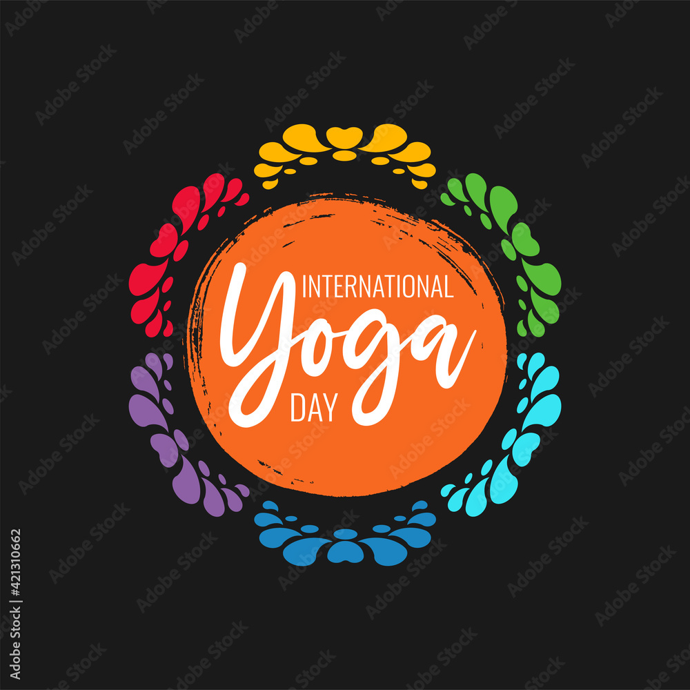 International Yoga Day celebrate 21 june. Greeting card, poster, banner ...