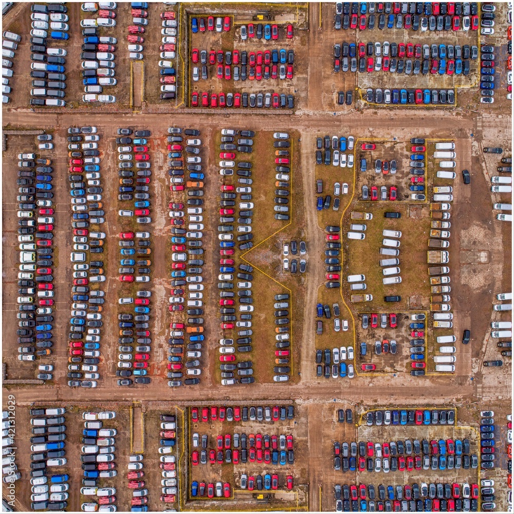 Top Down View Car Park Storage Stock Photo | Adobe Stock